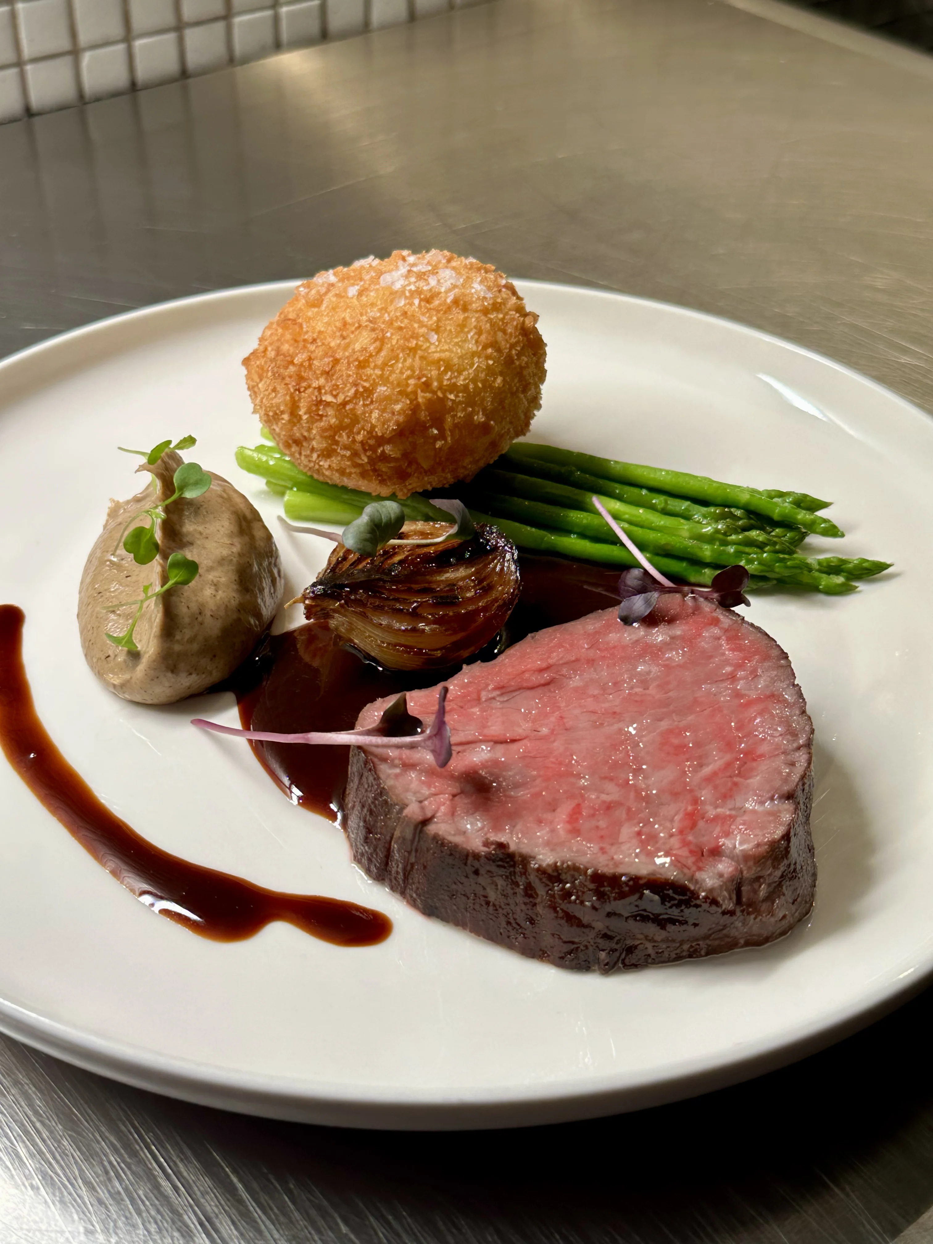Beef Fillet with Croquettes, Mushrooms, and Asparagus (experimental) by ...